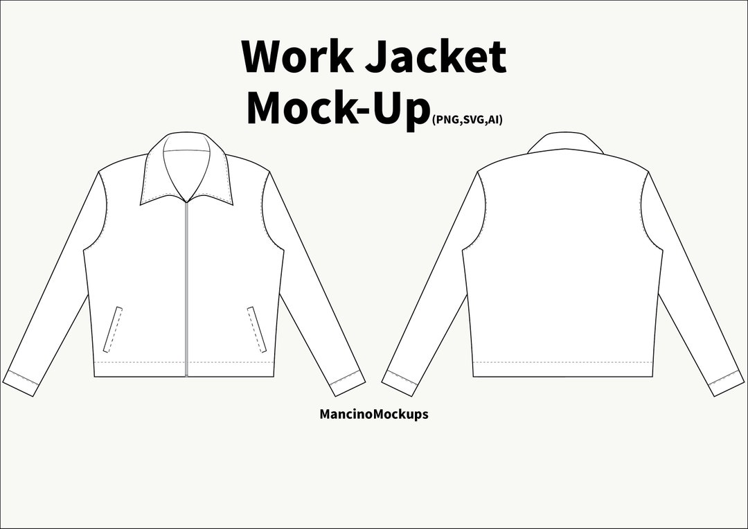 Streetwear Clothing Work Jacket Mechanic Jacket Vector Mockup Adobe ...