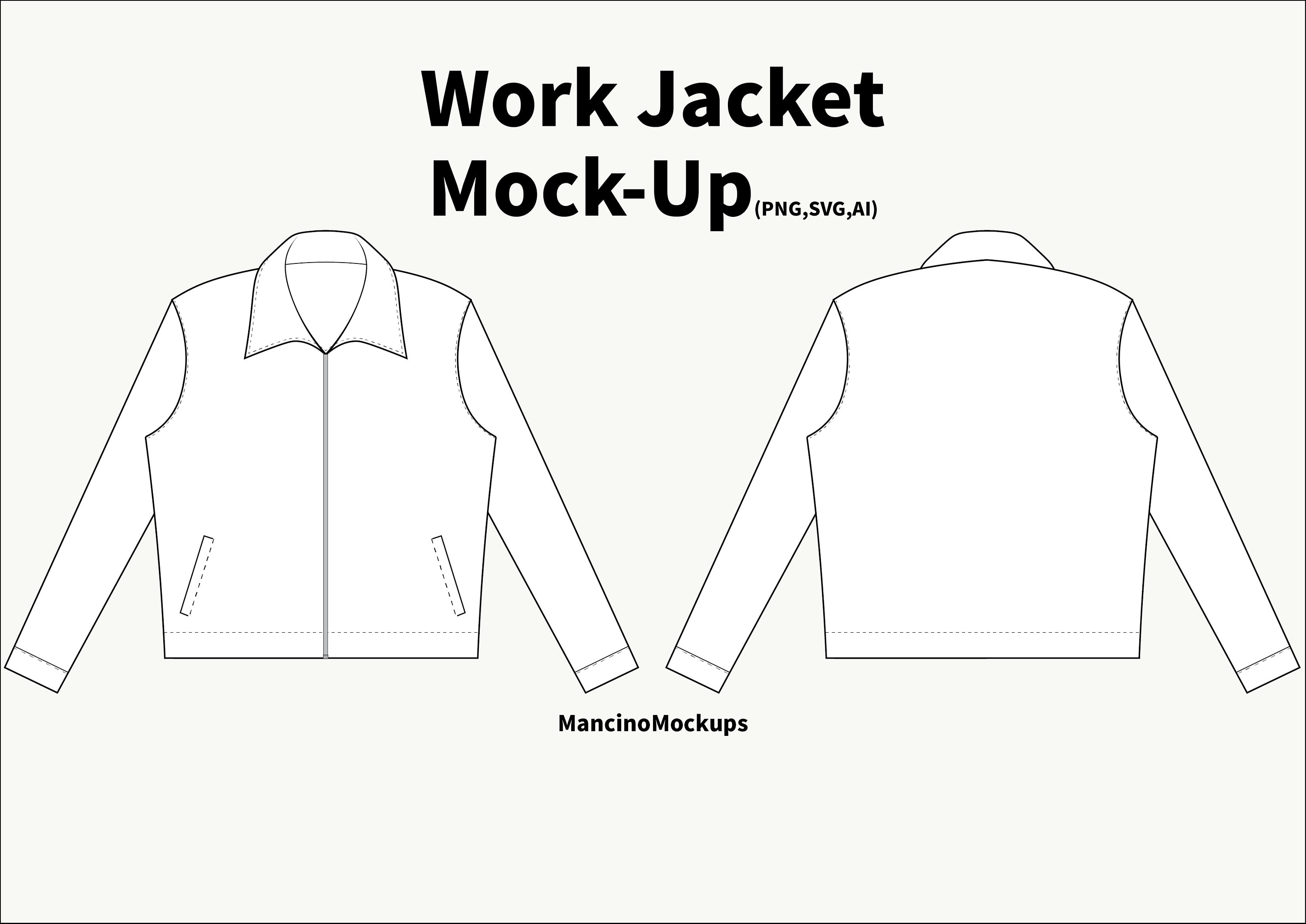 Streetwear Clothing Work Jacket Mechanic Jacket Vector Mockup Adobe ...