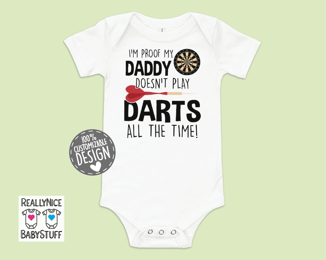 Dart Baby Bodysuit Dart Daddy, Dad Plays Darts One Piece, Dartboard ...