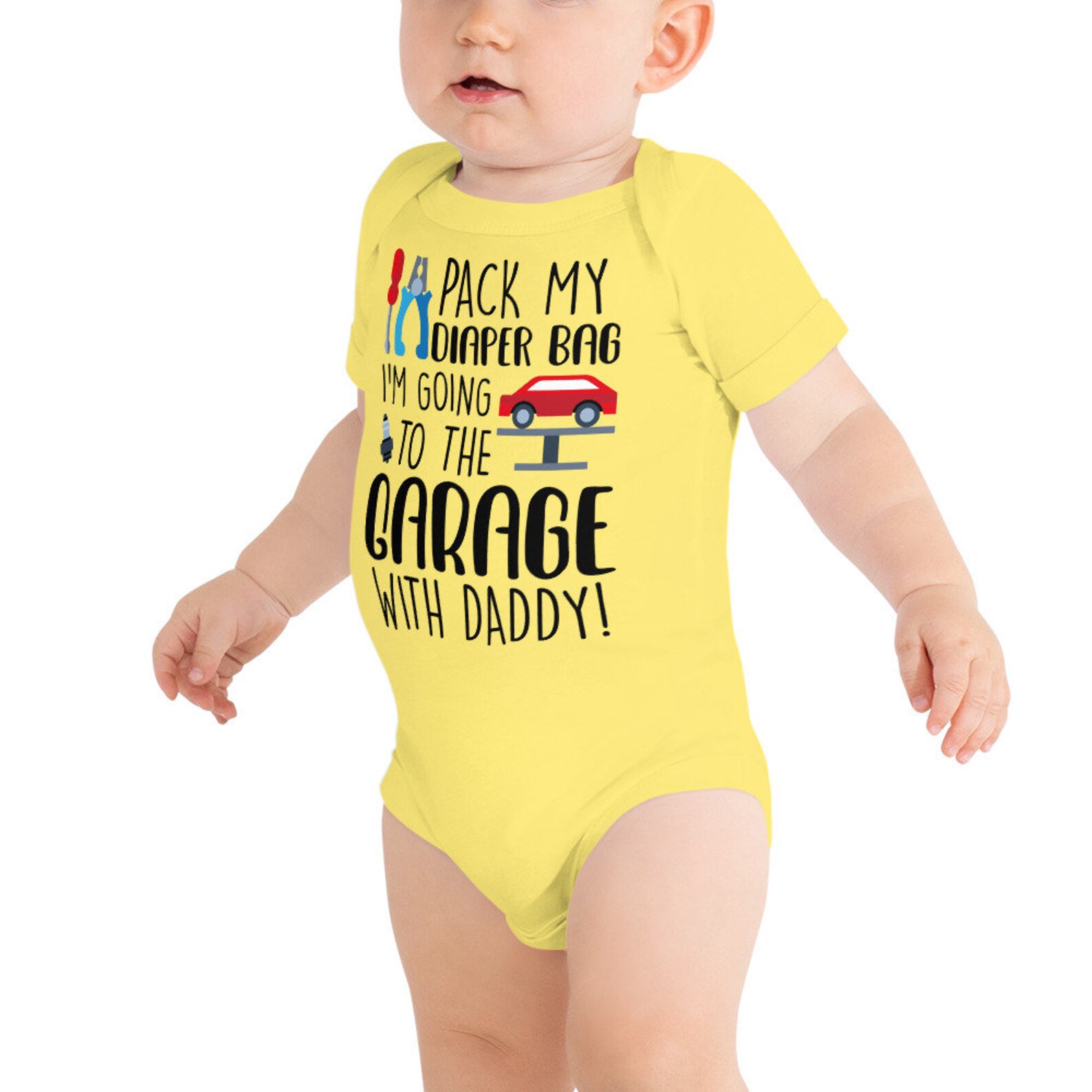 Car Mechanic Baby Bodysuit Pack Diaper Garage With Daddy, Dad Mechanic ...