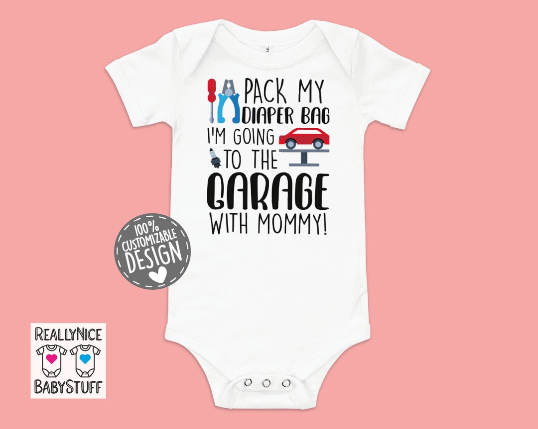 Car Mechanic Baby Bodysuit Pack Diaper Garage With Mommy, Mom Mechanic ...