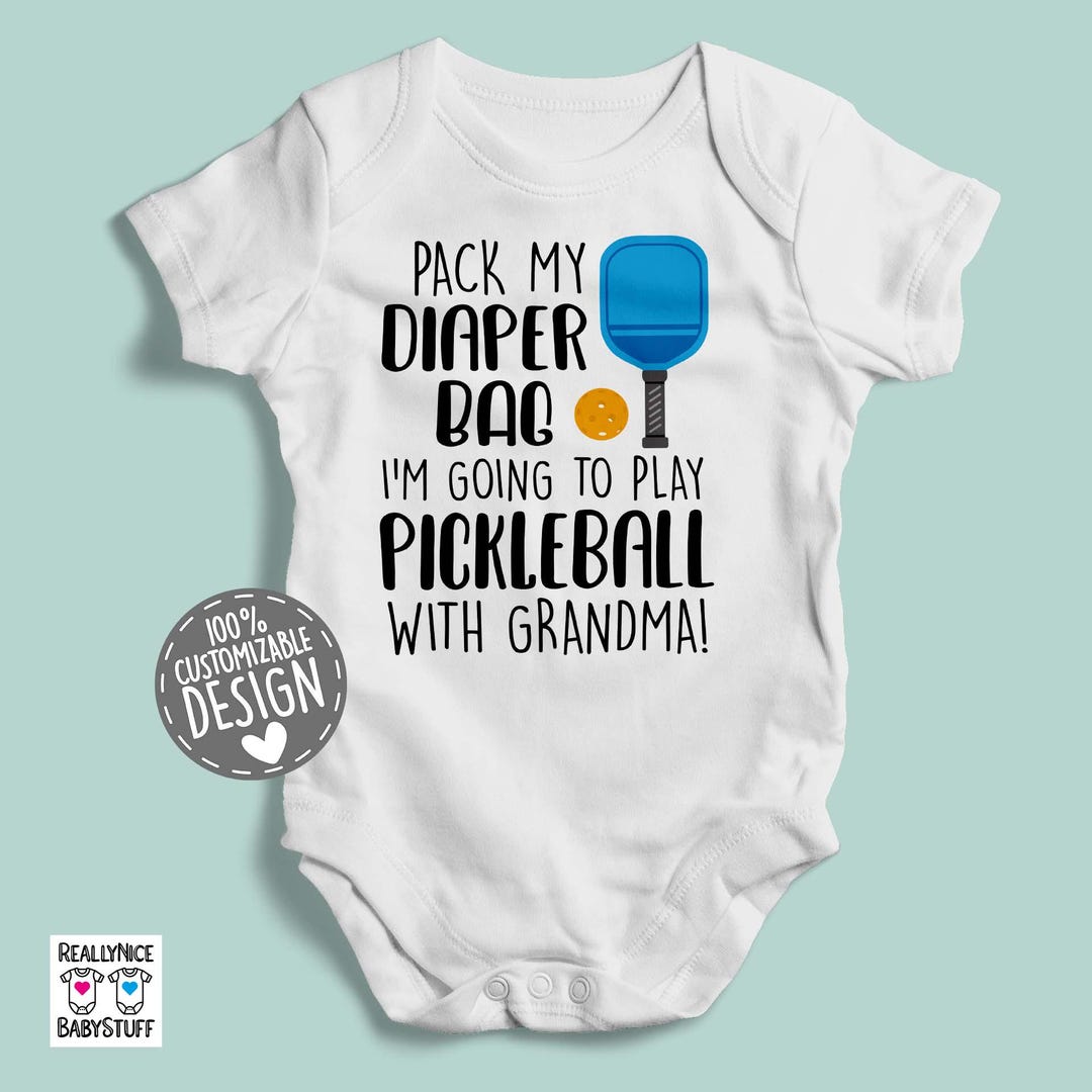 Pickleball With Grandma Baby Bodysuit | Pregnancy Announcement Gift - Etsy