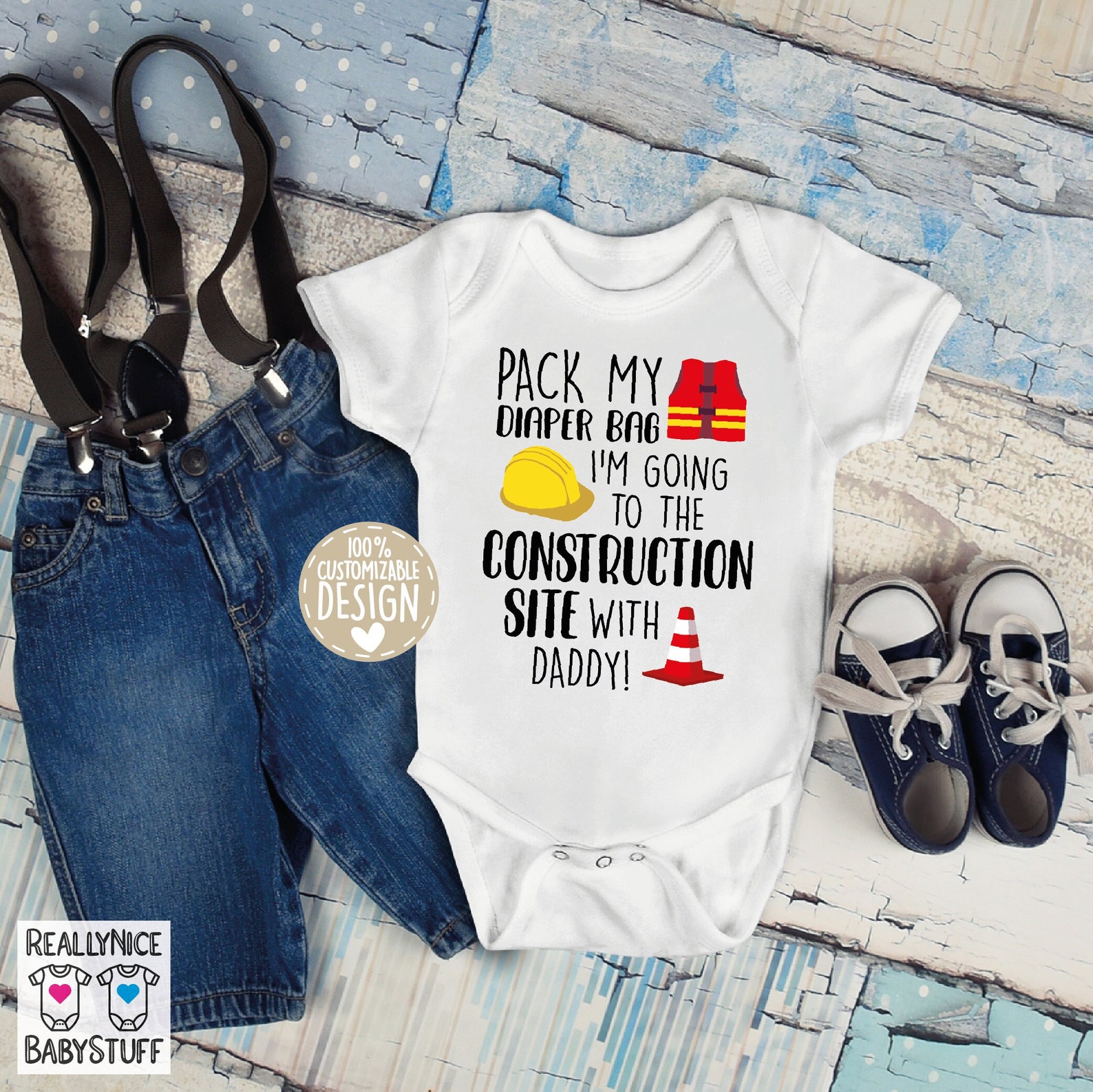 Construction Site Baby Bodysuit Construction Worker Daddy - Etsy