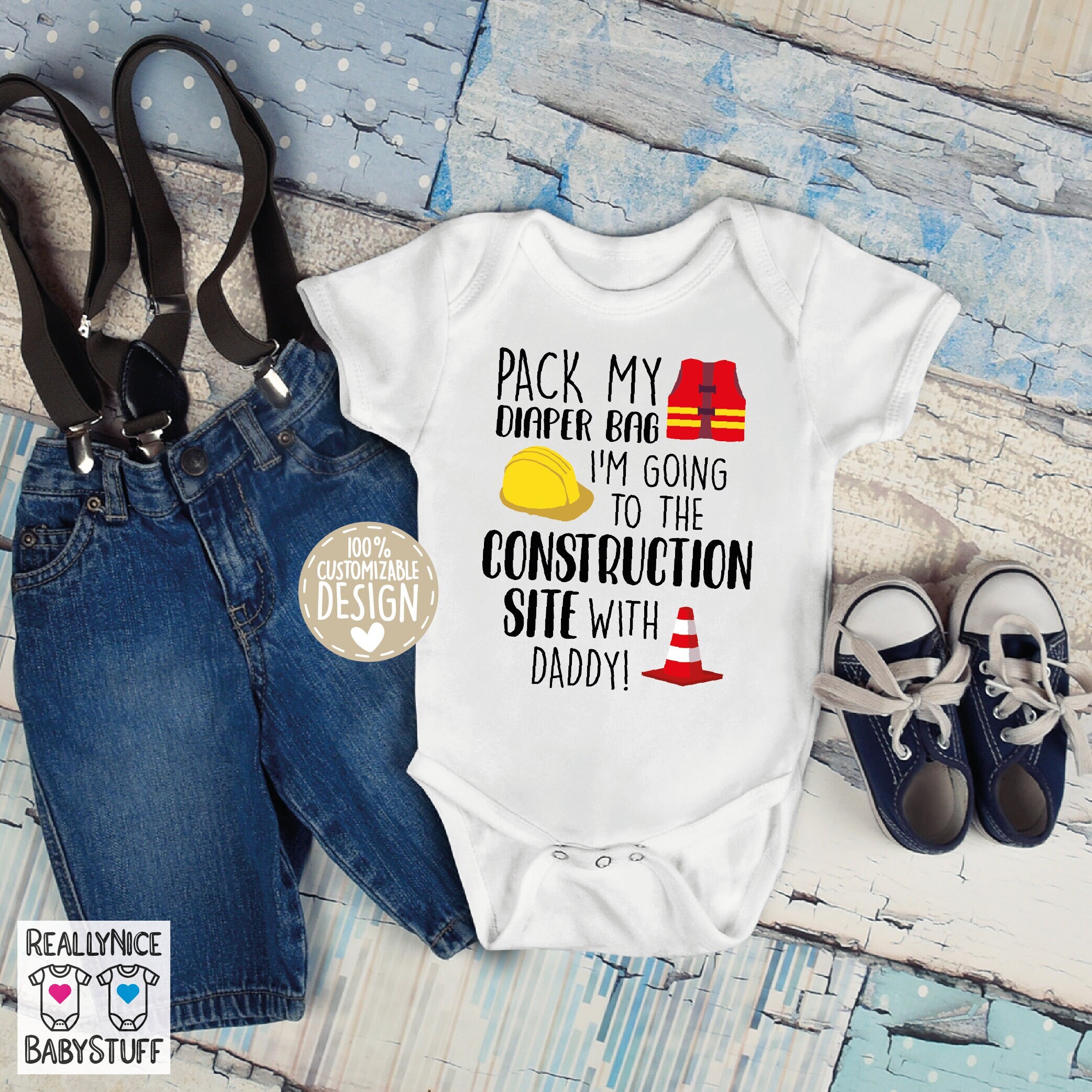 Construction Site Baby Bodysuit Construction Worker Daddy - Etsy