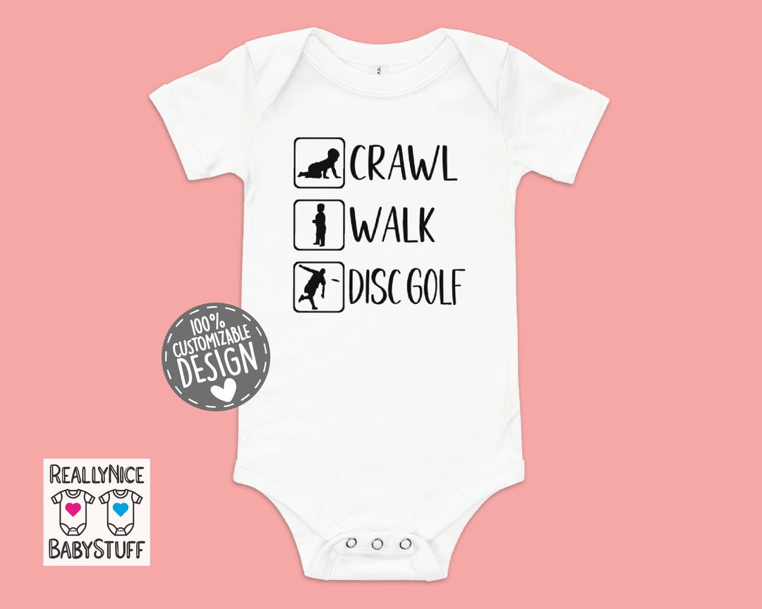 Crawl Walk Disc Golf Baby Bodysuit Cute Little Disc Golf Bodysuit, Dad ...