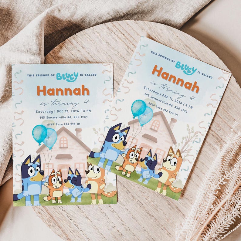 Bluey Birthday Invitation Template: Editable Digital Party Invite (5x7 ...