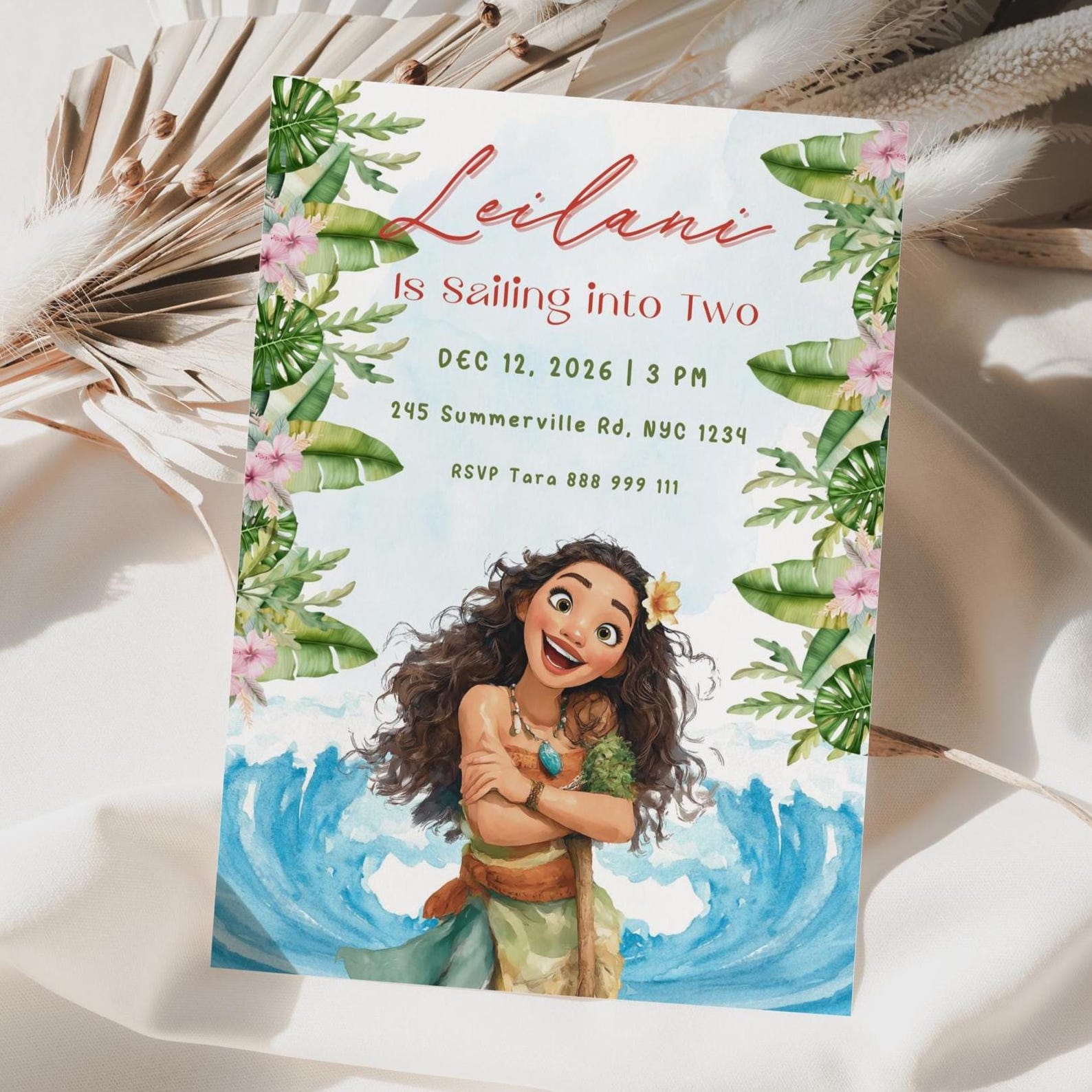 Editable Moana Birthday Invitation Template: Ocean Party (digital ...