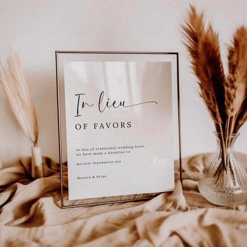 In Lieu of Favors Sign Template Download, Minimal Wedding Charity ...