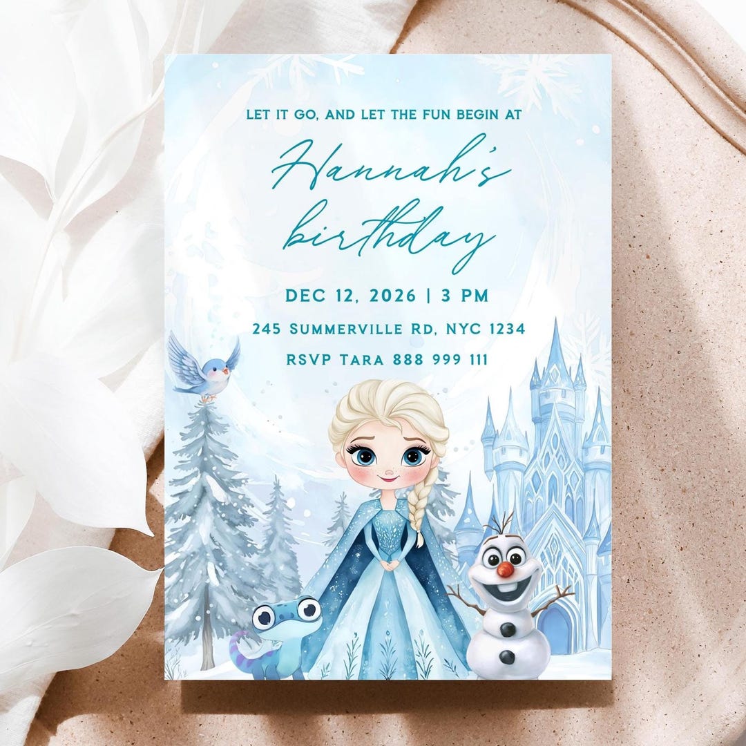 Frozen Birthday Invitation Template: Editable Princess Party (digital ...