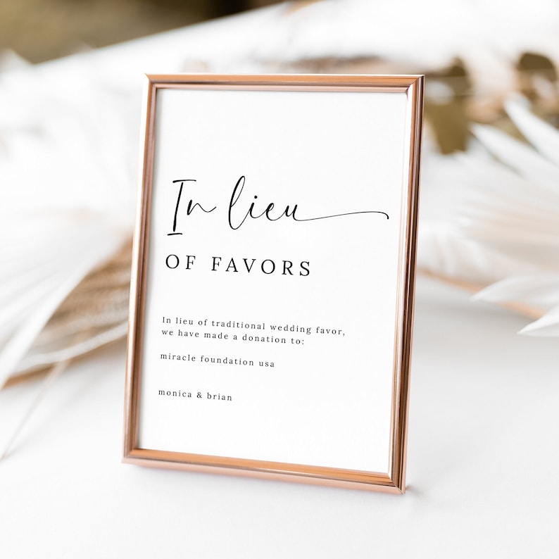 In Lieu of Favors Sign Template Download, Minimal Wedding Charity ...