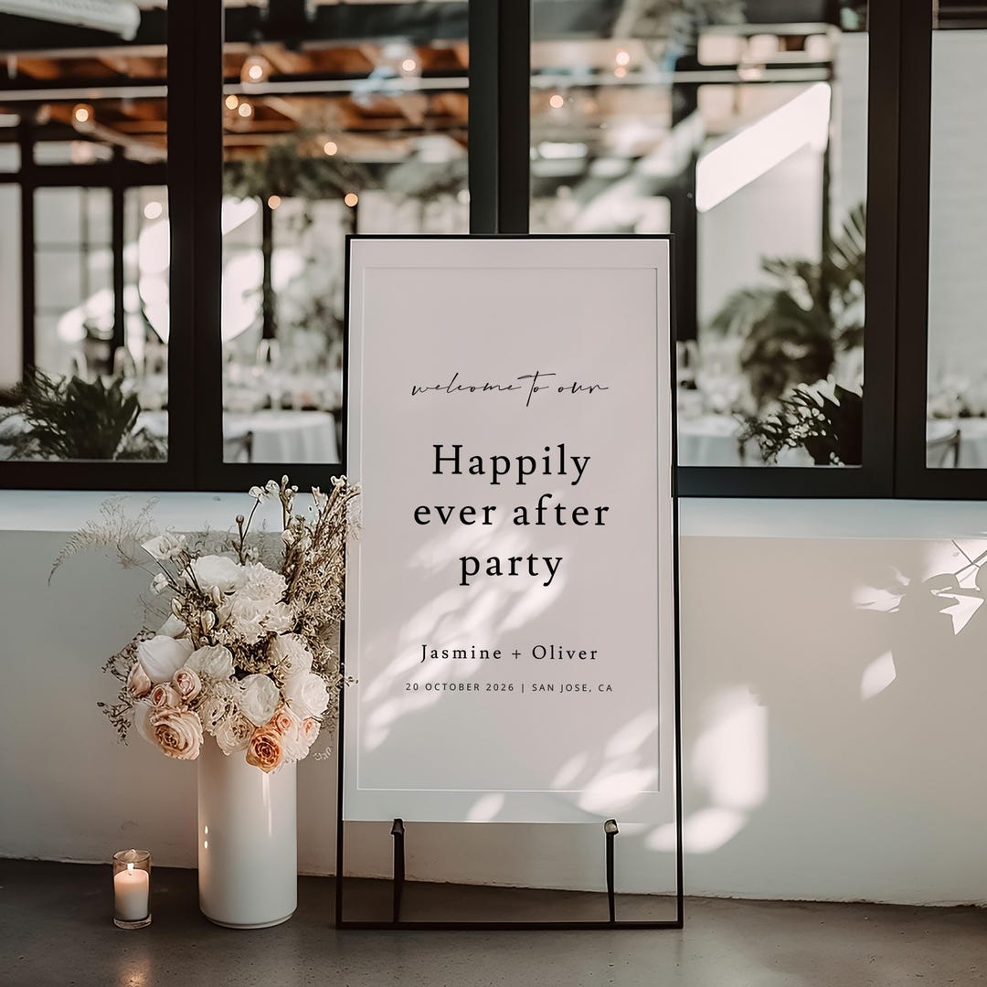 Wedding Quote Welcome Sign Template, Wedding Happily Ever After Party ...