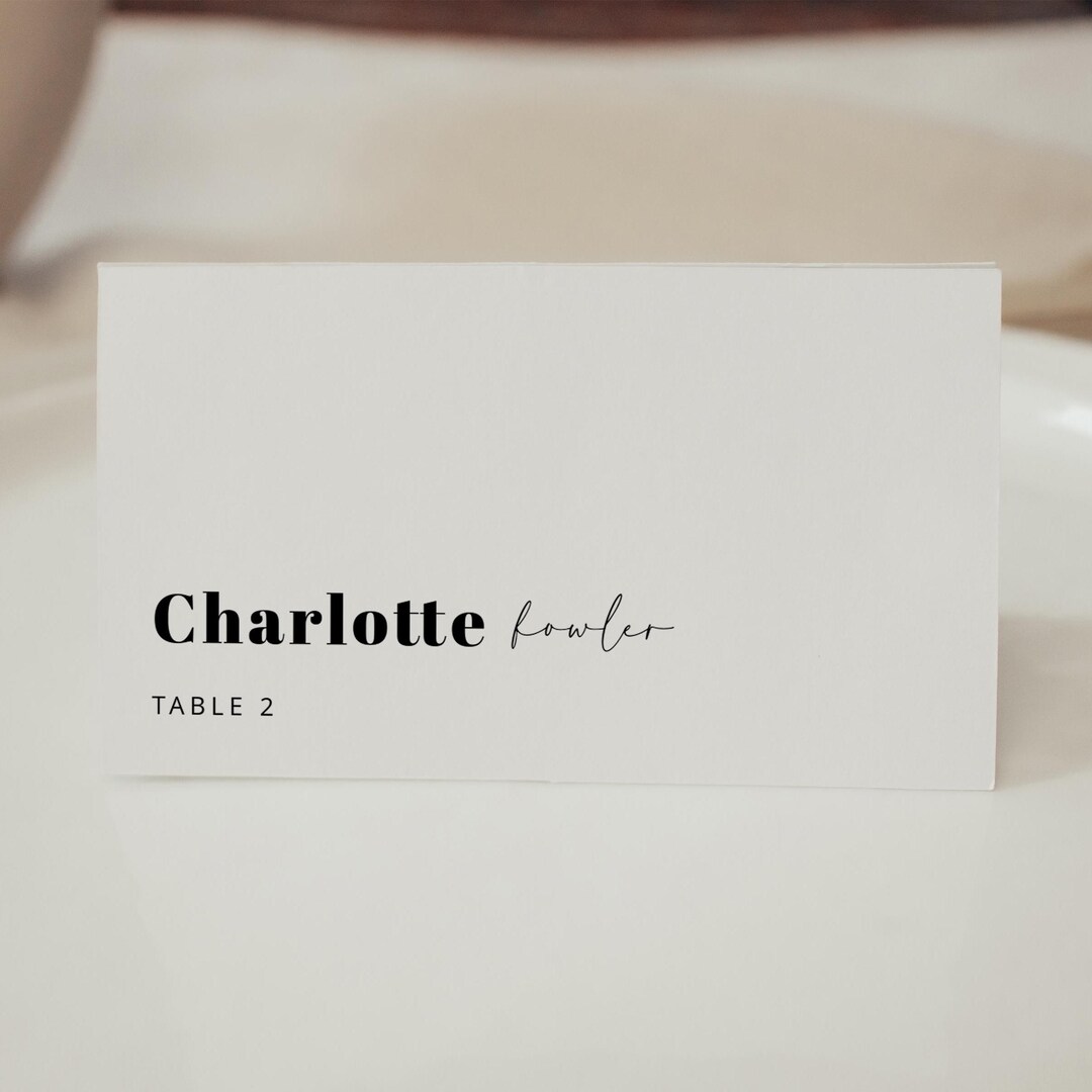 Minimalist Modern Table Name Card Template, Printable Wedding Place ...