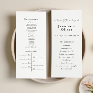 Minimal Timeline Wedding Program Template, Minimal Ceremony Program ...