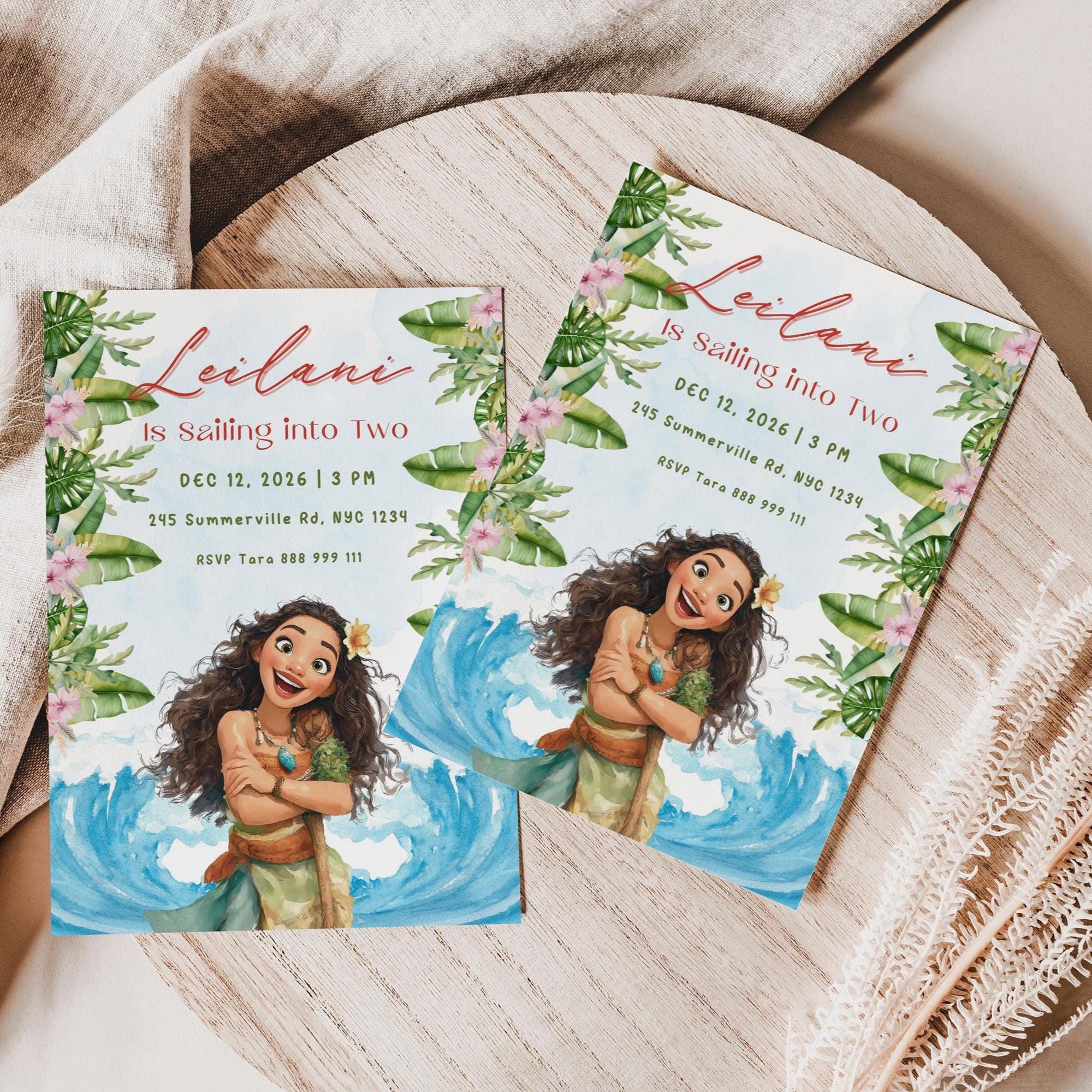 Editable Moana Birthday Invitation Template: Ocean Party (digital ...
