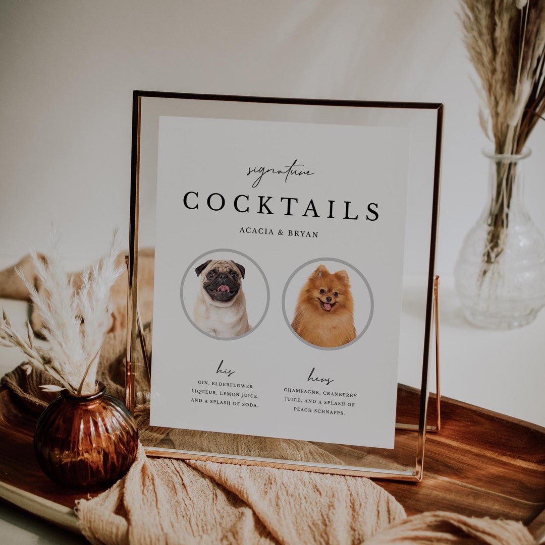 Pets Signature Cocktails Sign Template Download, Wedding Dog Signature ...
