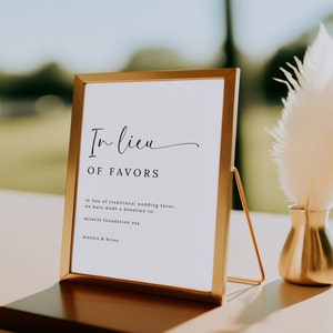 In Lieu of Favors Sign Template Download, Minimal Wedding Charity ...