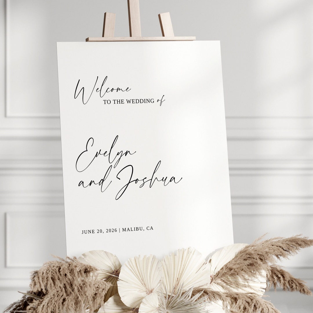 Modern Elegant Wedding Welcome Sign Template, Editable Welcome Wedding ...