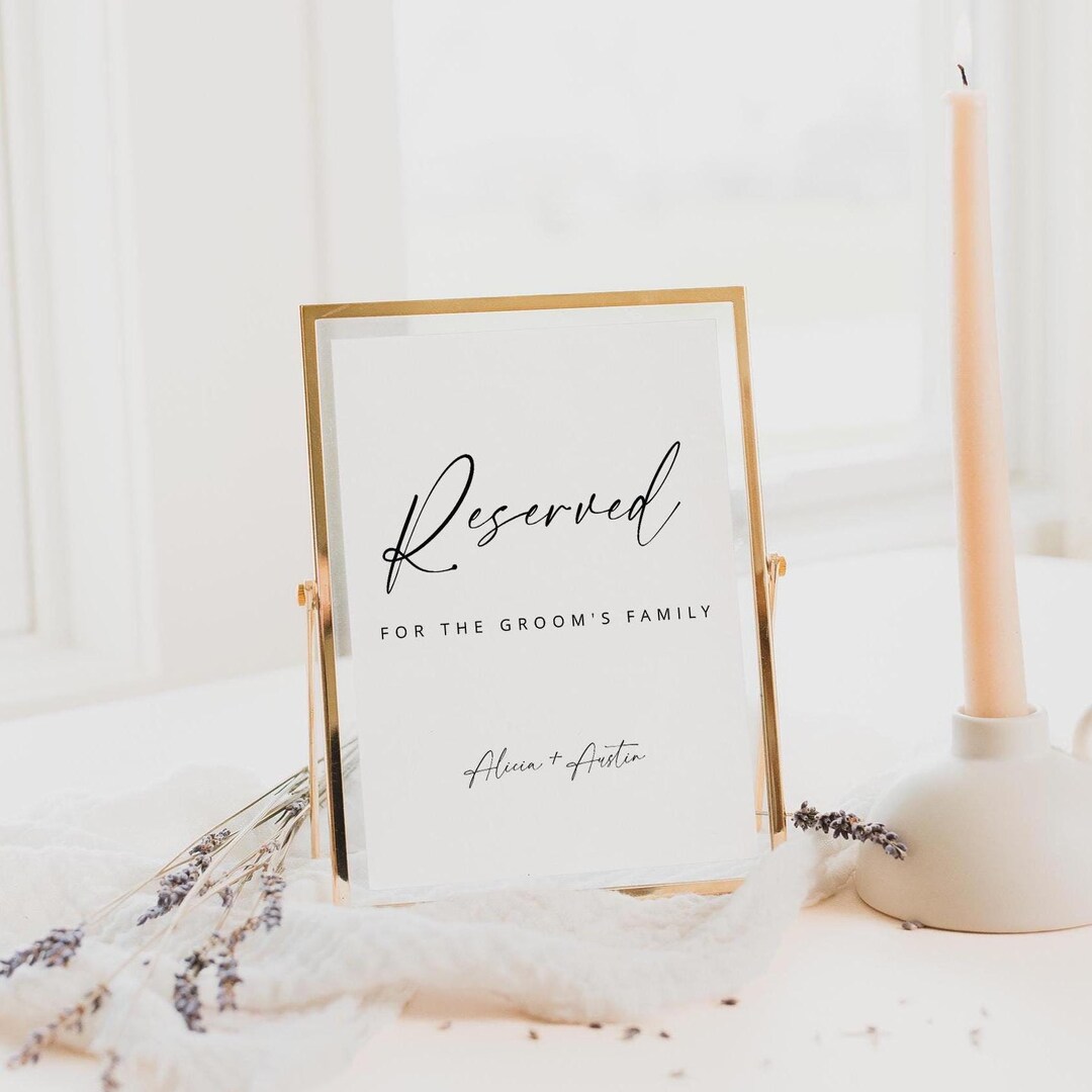 Wedding Reserved Table Sign Template, Minimal Elegant Reserved Table ...