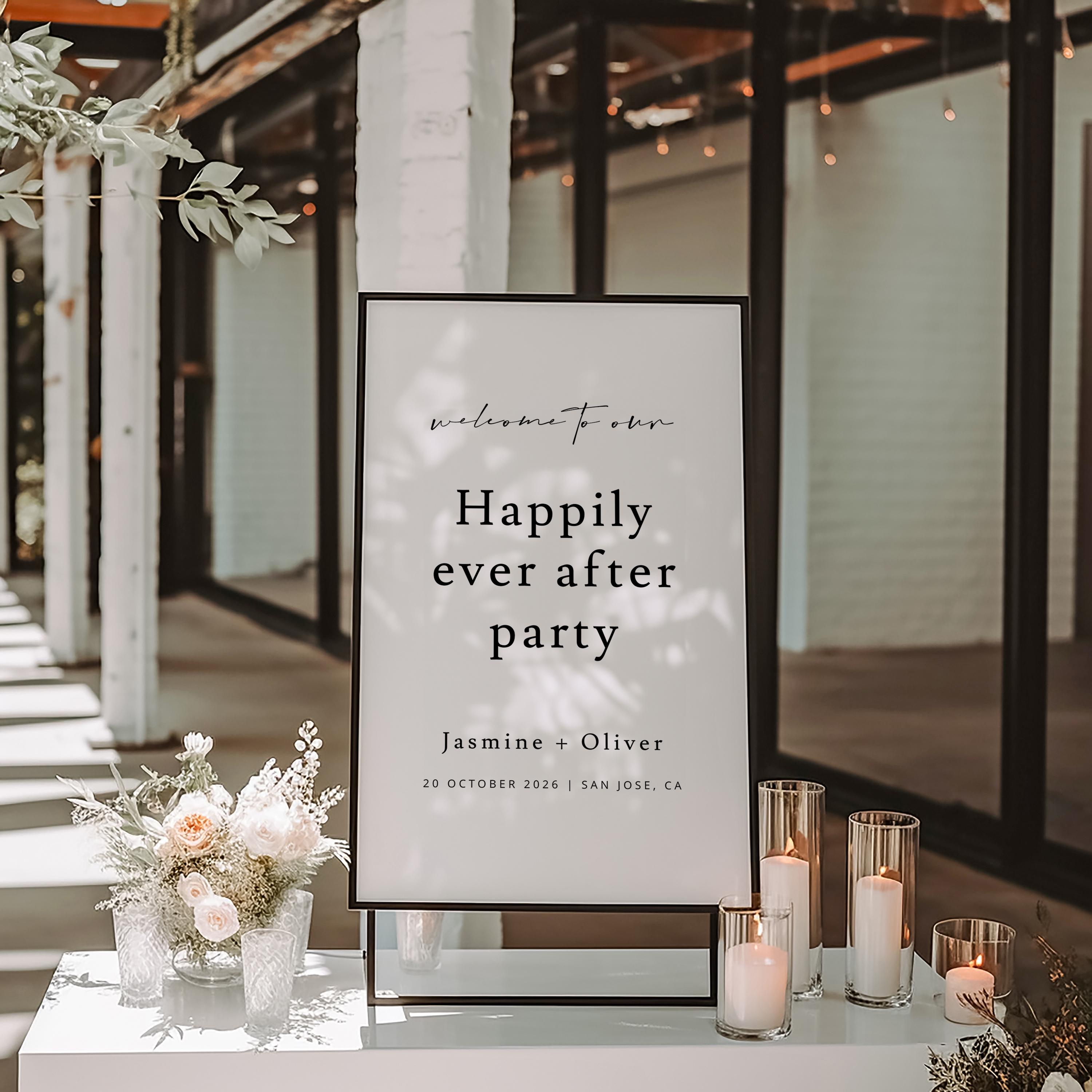 Wedding Quote Welcome Sign Template, Wedding Happily Ever After Party ...