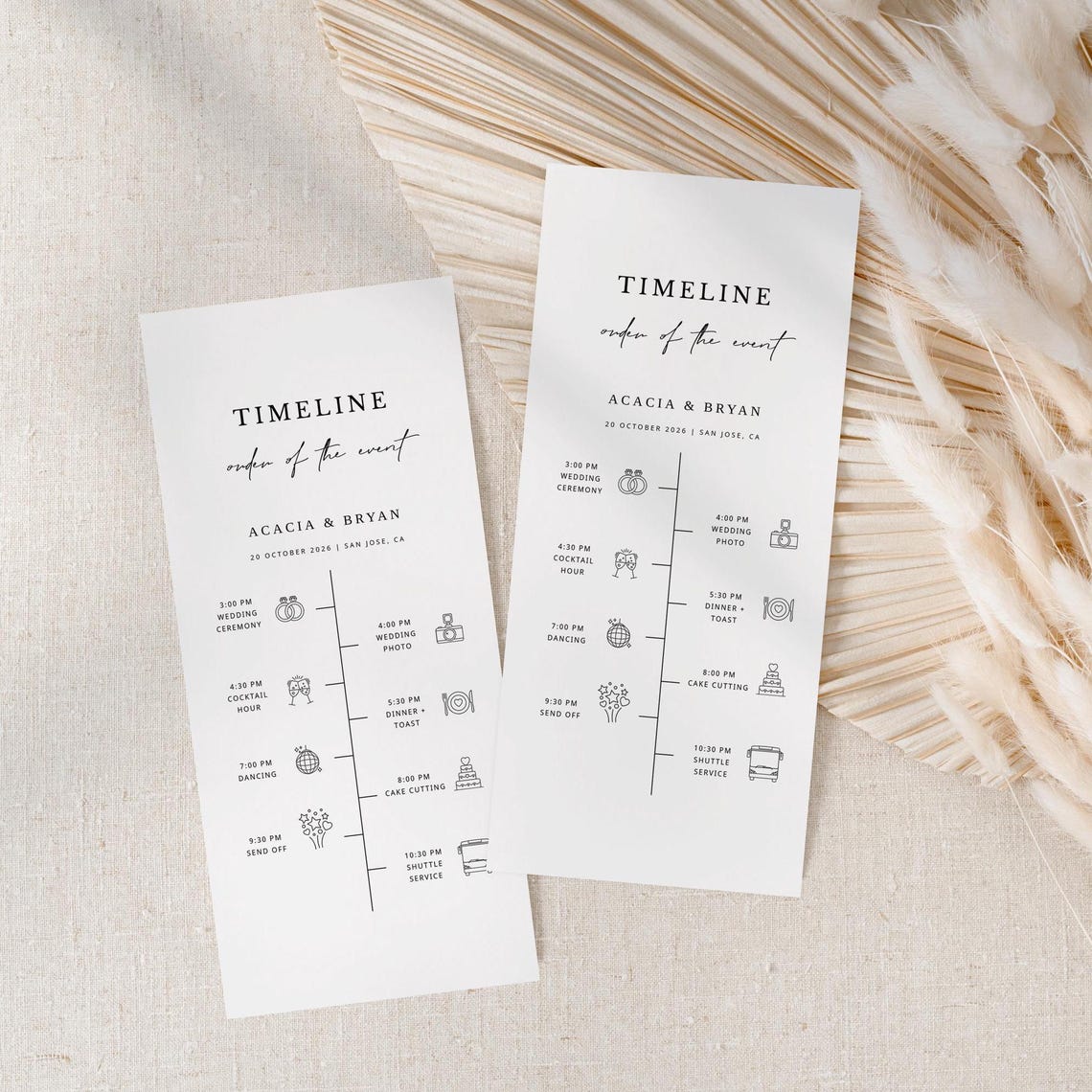 Minimal Wedding Order of Events Card Template Download, Printable ...