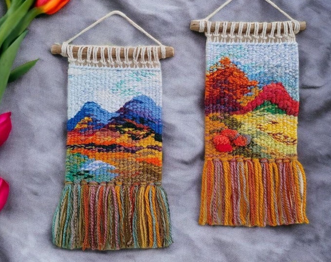 Mini Small Woven Wall Hanging Autumn Weave Weaving Tapestry Ornaments ...