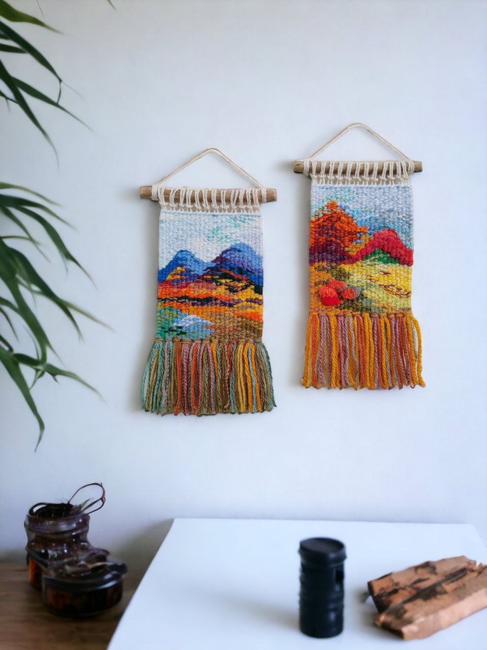 Mini Small Woven | Wall Hanging Autumn | Weave | Weaving Tapestry ...