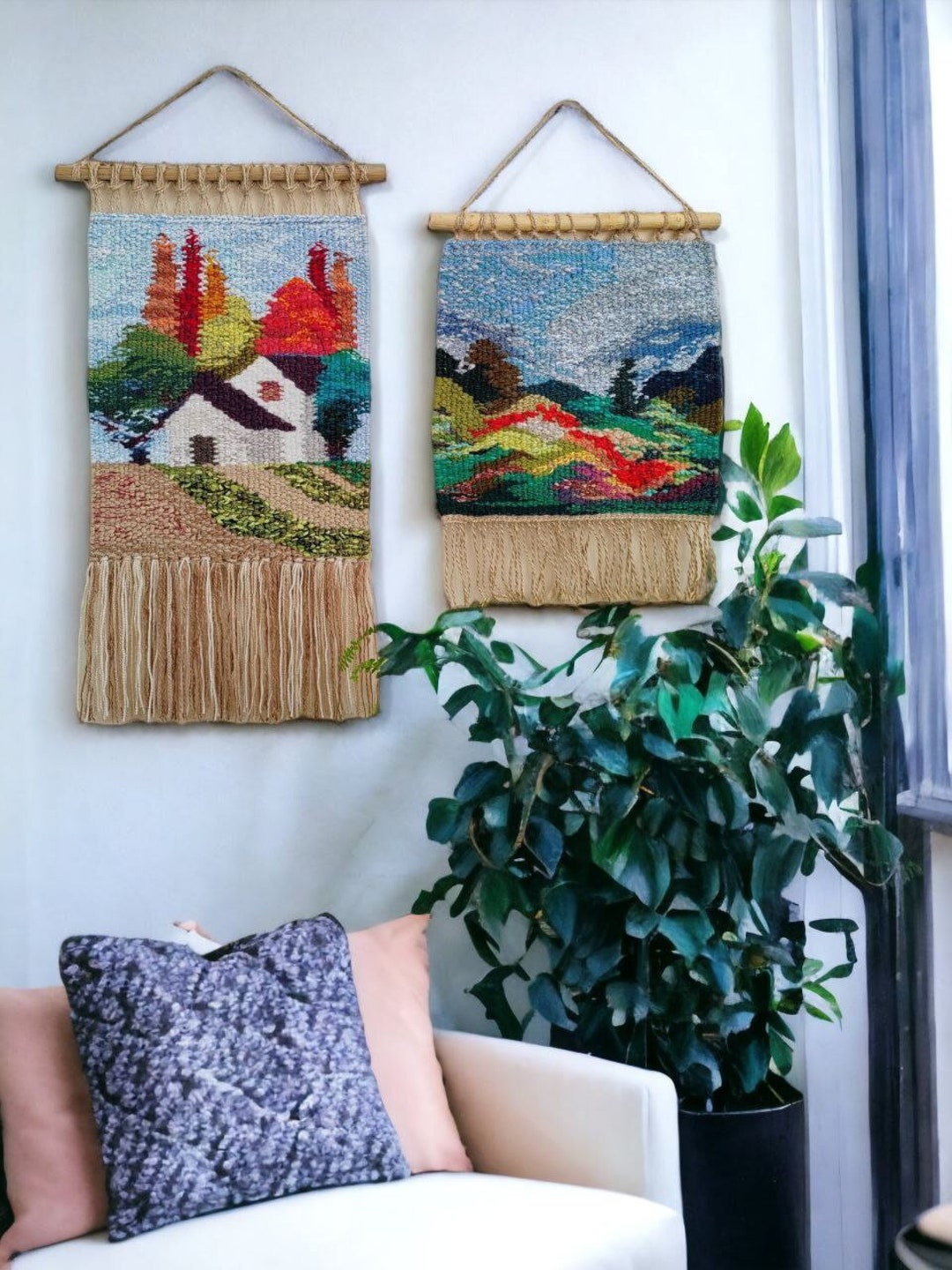 Woven Wall Hanging | House Warming Gift | House Wall Hanging | Textile ...
