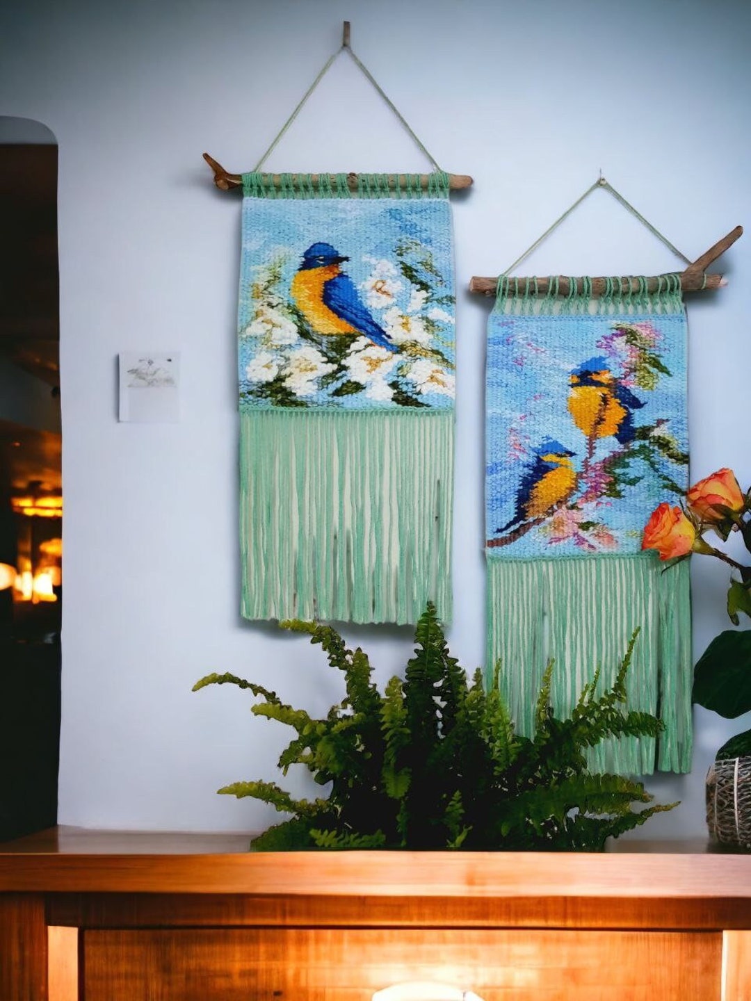 Woven Wall Hanging | Weave Wall Tapestry | Peace for Ukraine | Bird ...