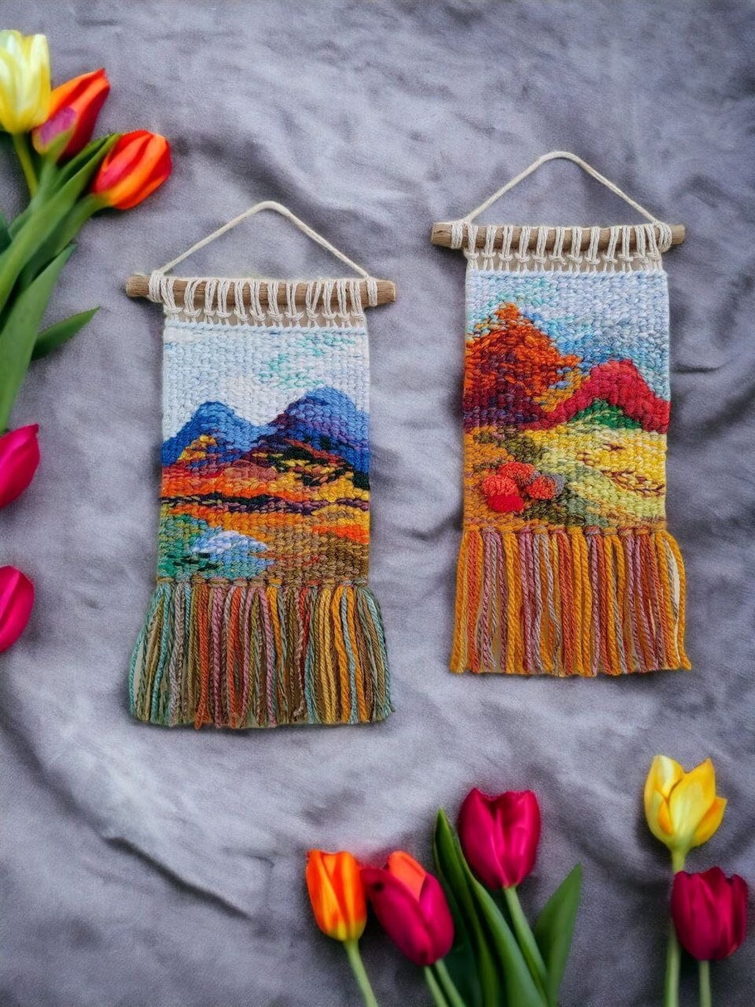 Mini Small Woven | Wall Hanging Autumn | Weave | Weaving Tapestry ...