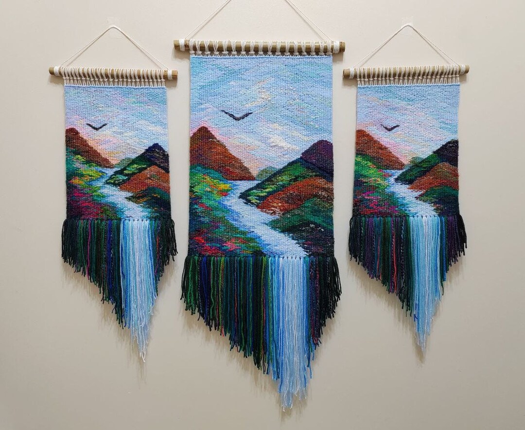 Handmade Tapestry Waterfall Woven Wall Hanging Wall Decor Weaving ...