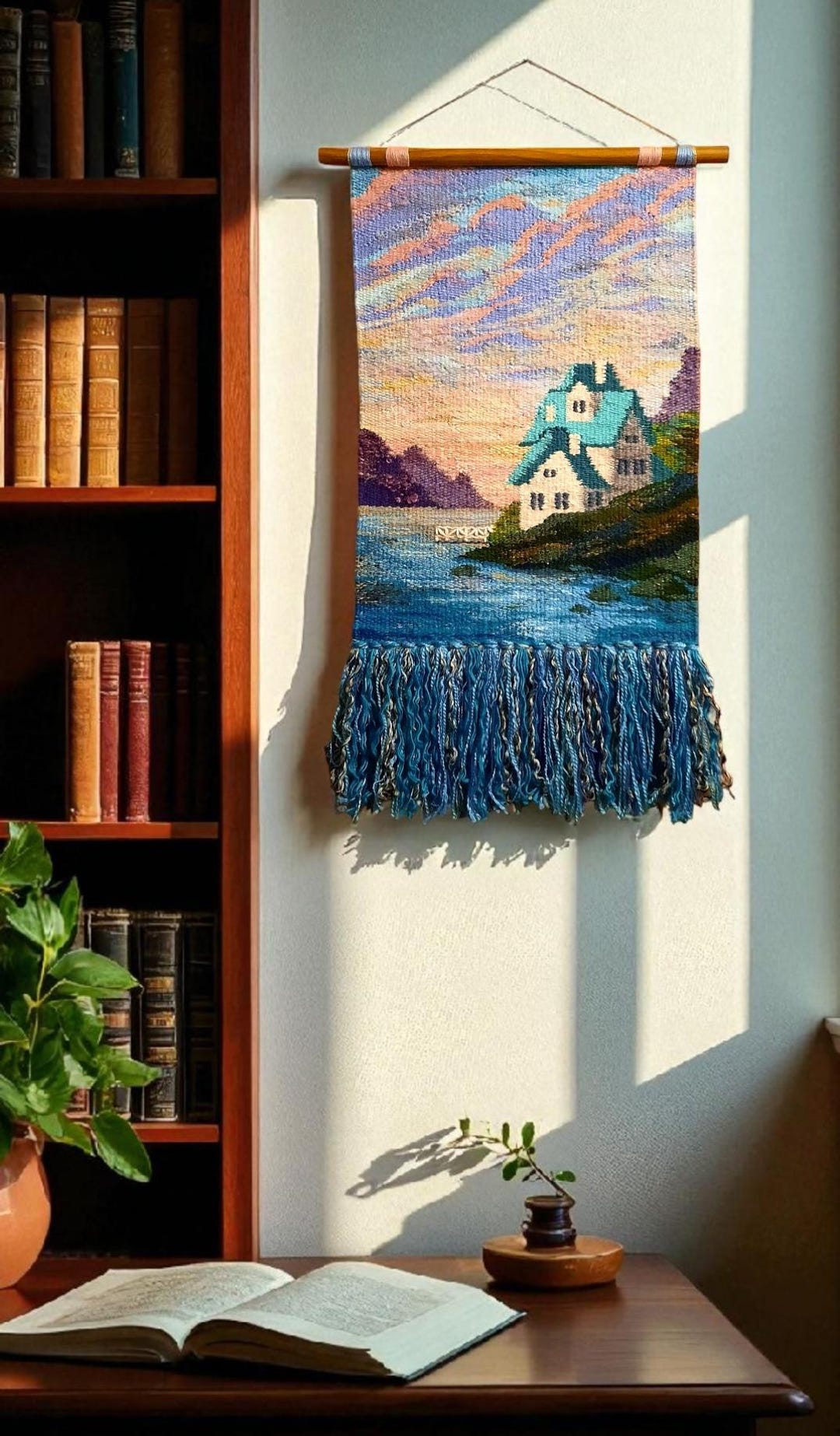 Handmade Woven Tapestry: Landscape Fiber Art Wall Hanging - Etsy