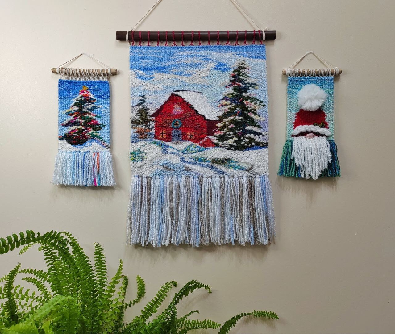 Woven Holiday Tree Weaving Wall Hanging Tapestry - Etsy