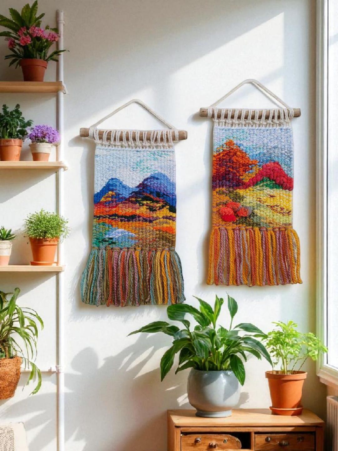 Mini Small Woven | Wall Hanging Autumn | Weave | Weaving Tapestry ...
