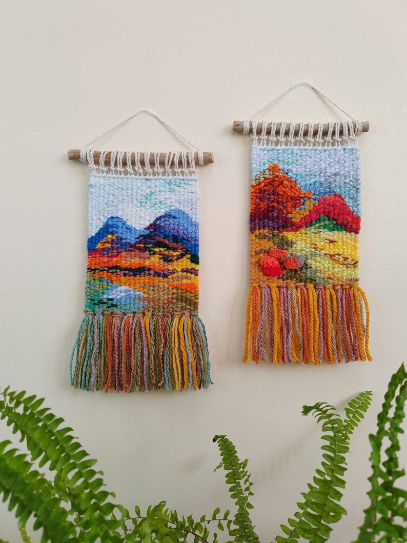 Mini Small Woven Wall Hanging Autumn Weave Weaving - Etsy UK