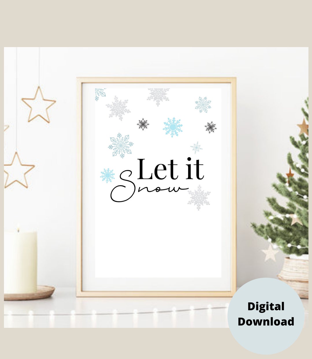 Christmas Downloadable Prints, Christmas Wall Decor, Let It Snow, Snow ...