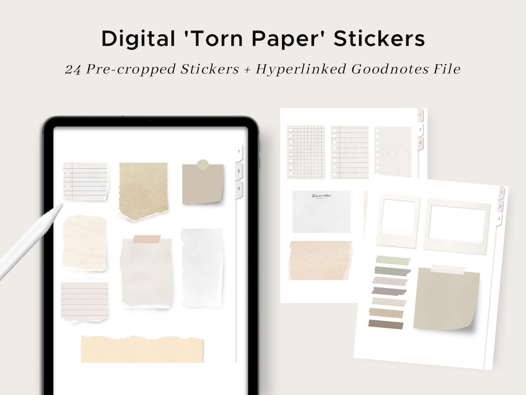 Digital Realistic 'torn Paper' Planner Stickers | Goodnotes Sticker ...
