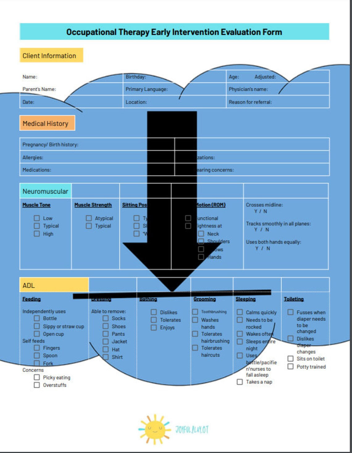 Occupational Therapy Early Intervention Evaluation Template Form - Etsy