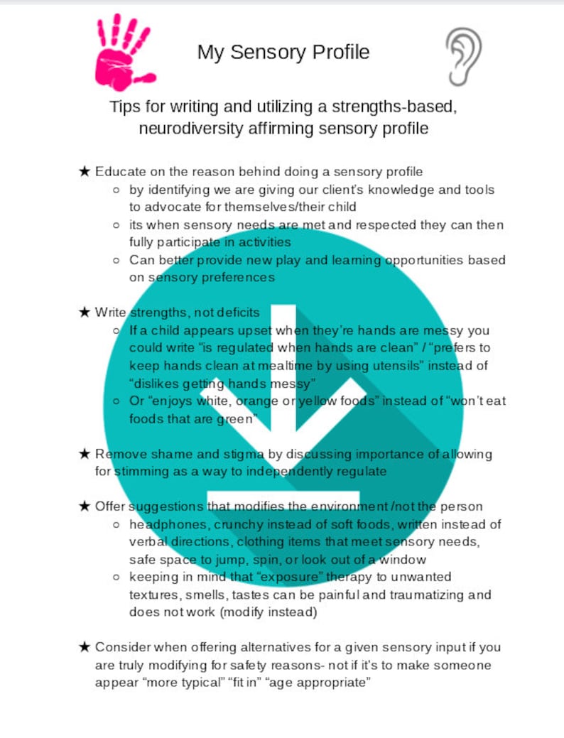 My Sensory Profile Digital Download- Handout, Examples, Tips - Etsy