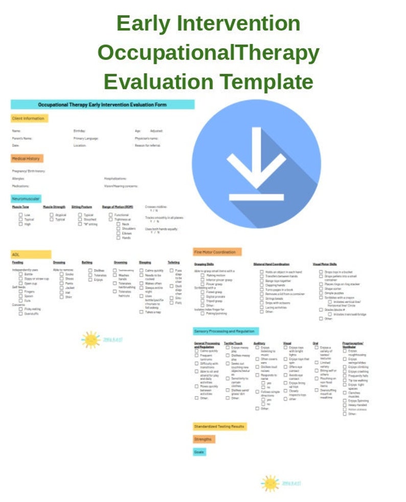 Occupational Therapy Early Intervention Evaluation Template Form - Etsy
