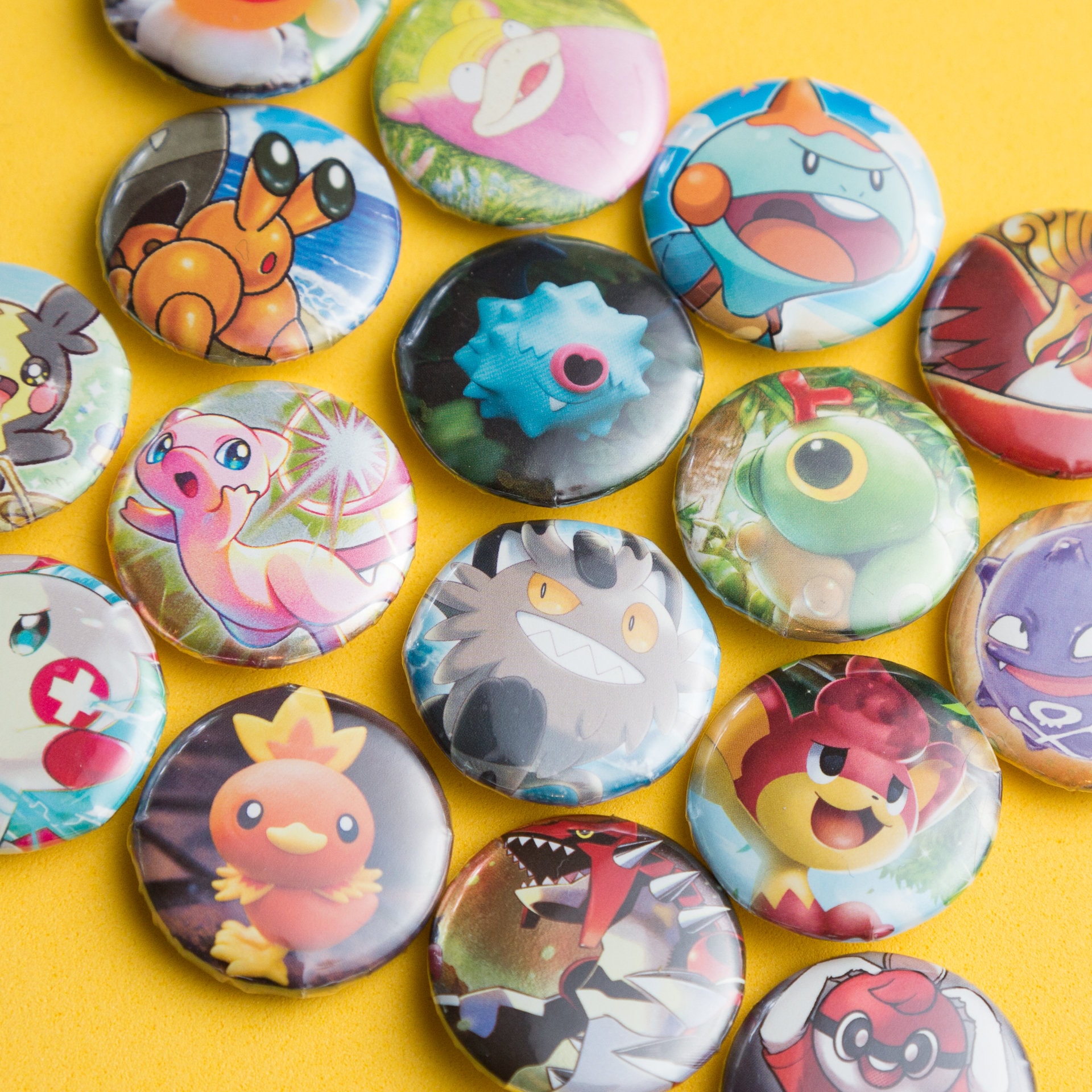 Pokemon Button Sets Themed Sets of 5 Pins Real Upcycled Pokemon Card ...