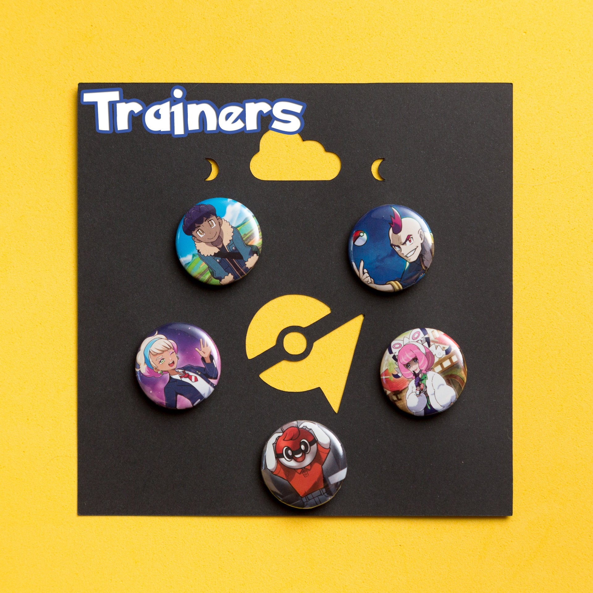 Pokemon Button Sets Themed Sets of 5 Pins Real Upcycled Pokemon Card ...
