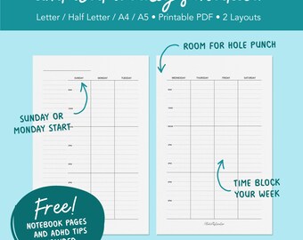 Undated Monthly Printable Calendar Pages | ADHD Planner, Two Page ...