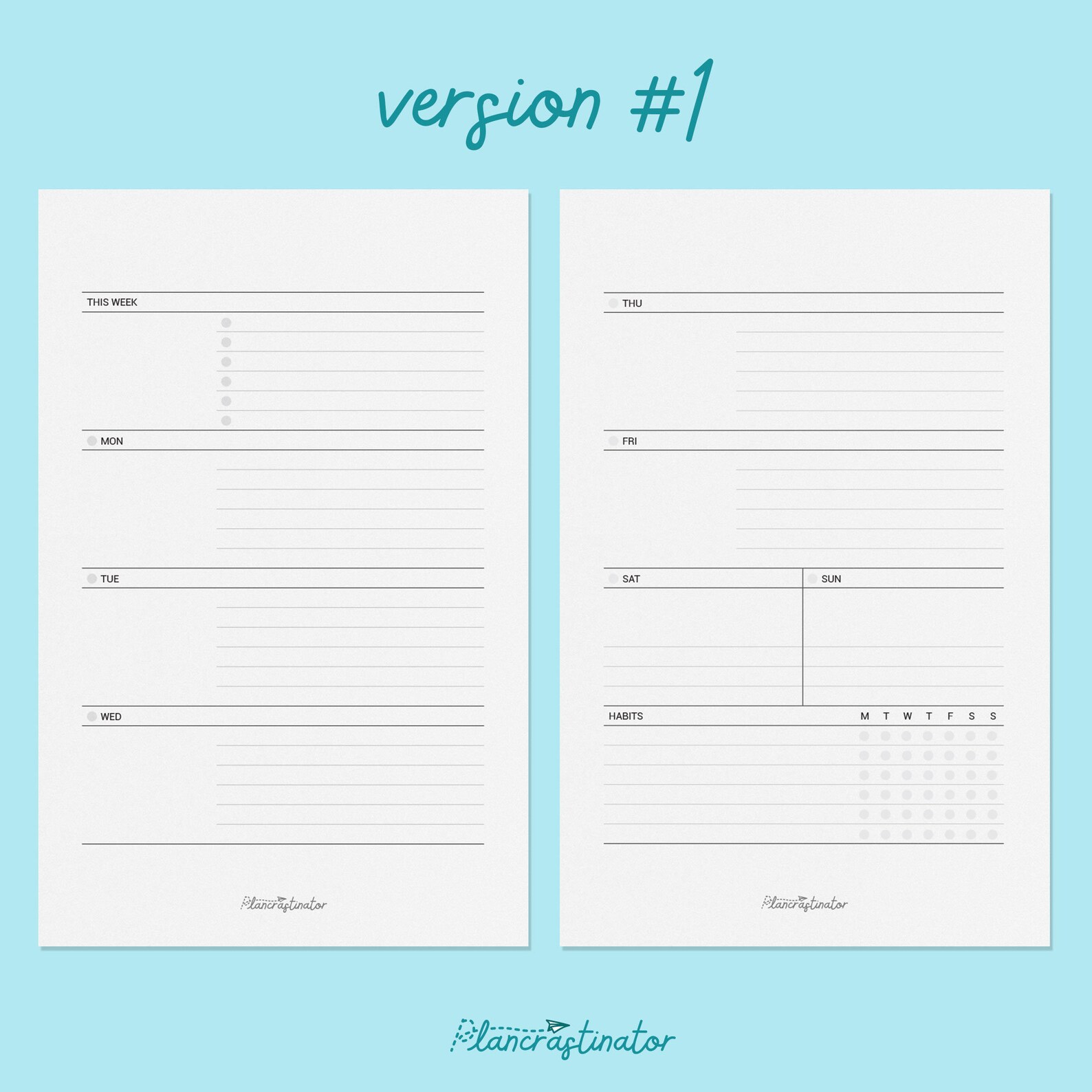 Undated Weekly Printable Planner Pages | ADHD Planner, Two Page Spread ...