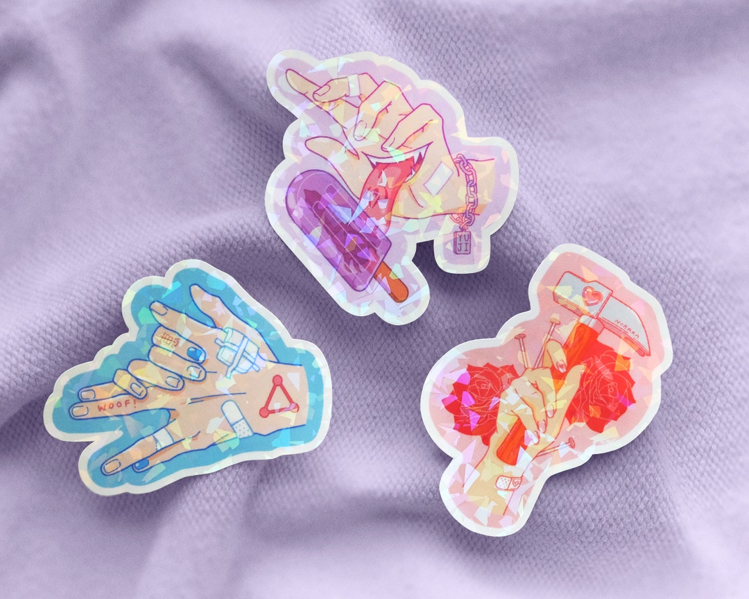 Cursed Hands | Holographic Stickers | Kawaii Cute Aesthetic - Etsy