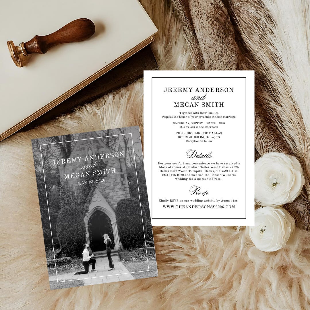 Elegant Wedding Invitation Template, Photo Wedding Invitation, Editable ...