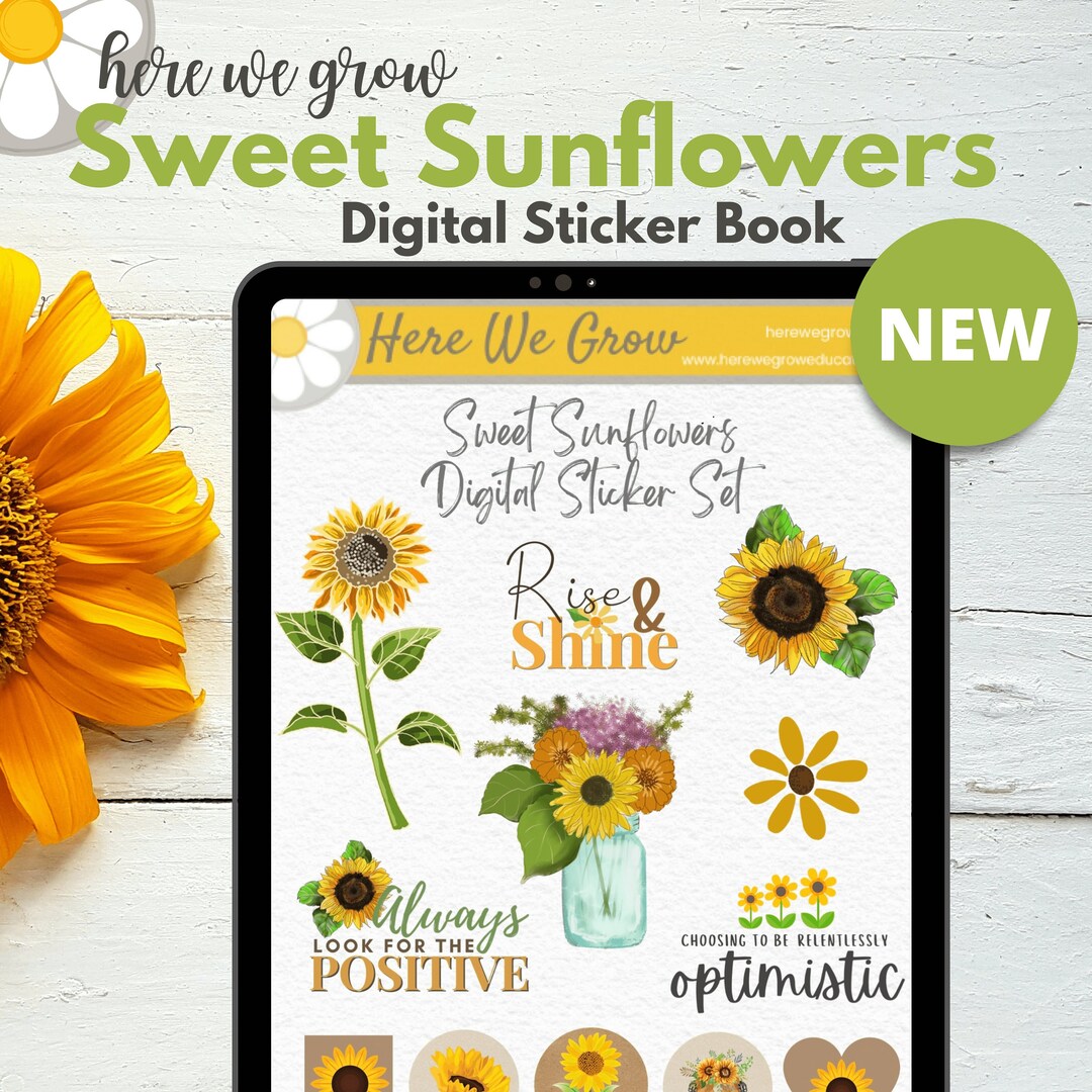 Sweet Sunflowers Digital Sticker Set - for Goodnotes Digital Planners ...
