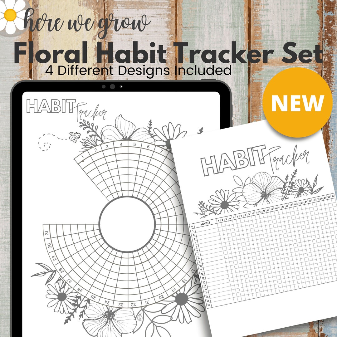 Floral Habit Tracker Set - Printable Coloring Sheets - Etsy