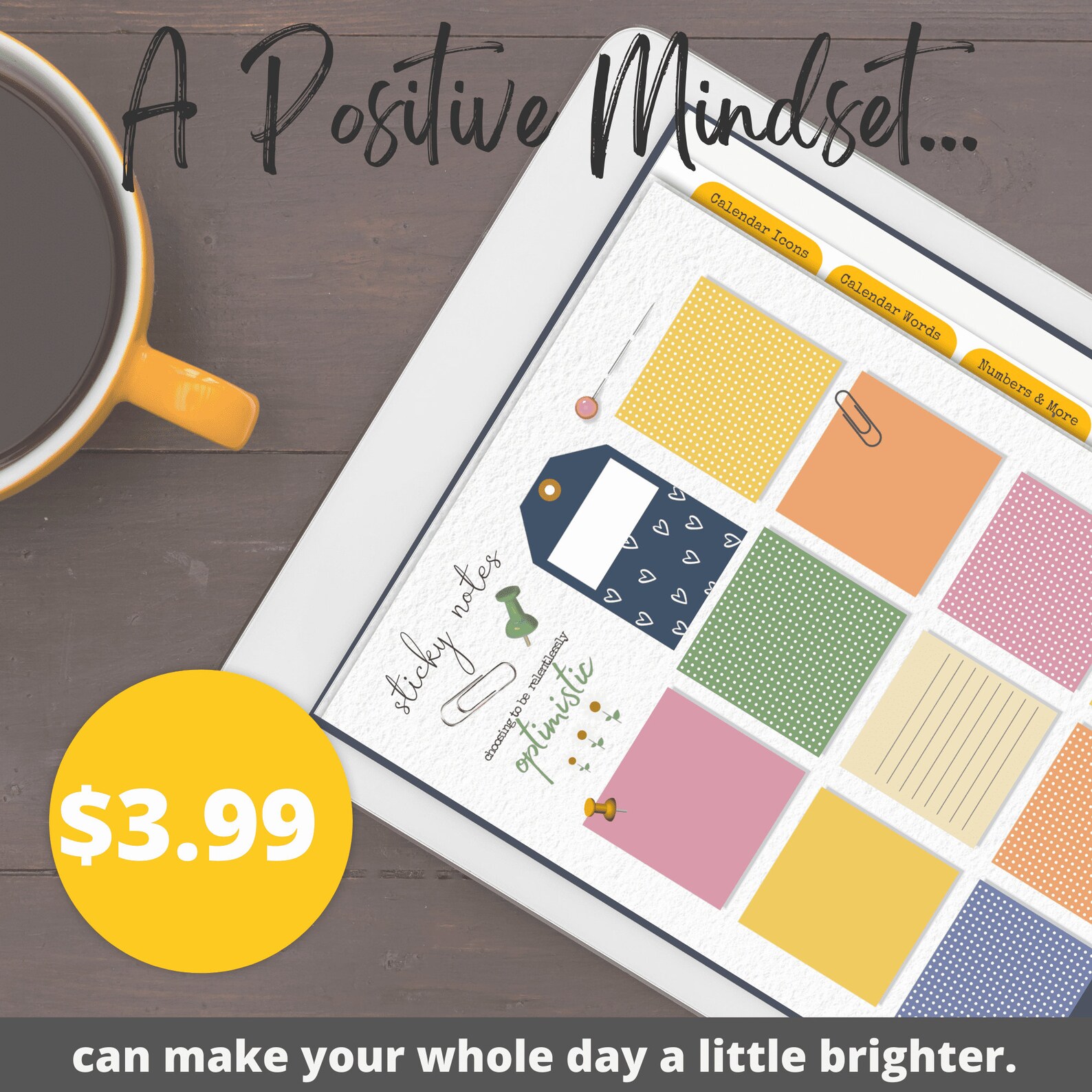 Positive Mindset Digital Sticker Book - Hyperlinked Goodnotes File ...