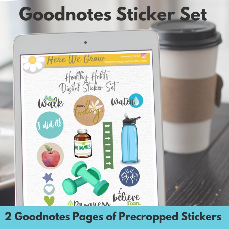 Healthy Habits Digital Sticker Set - Precropped and Transparent ...