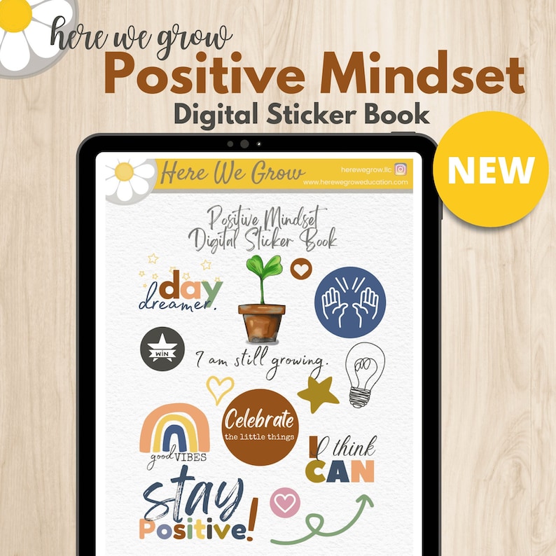 Positive Mindset Digital Sticker Book - Hyperlinked Goodnotes File ...